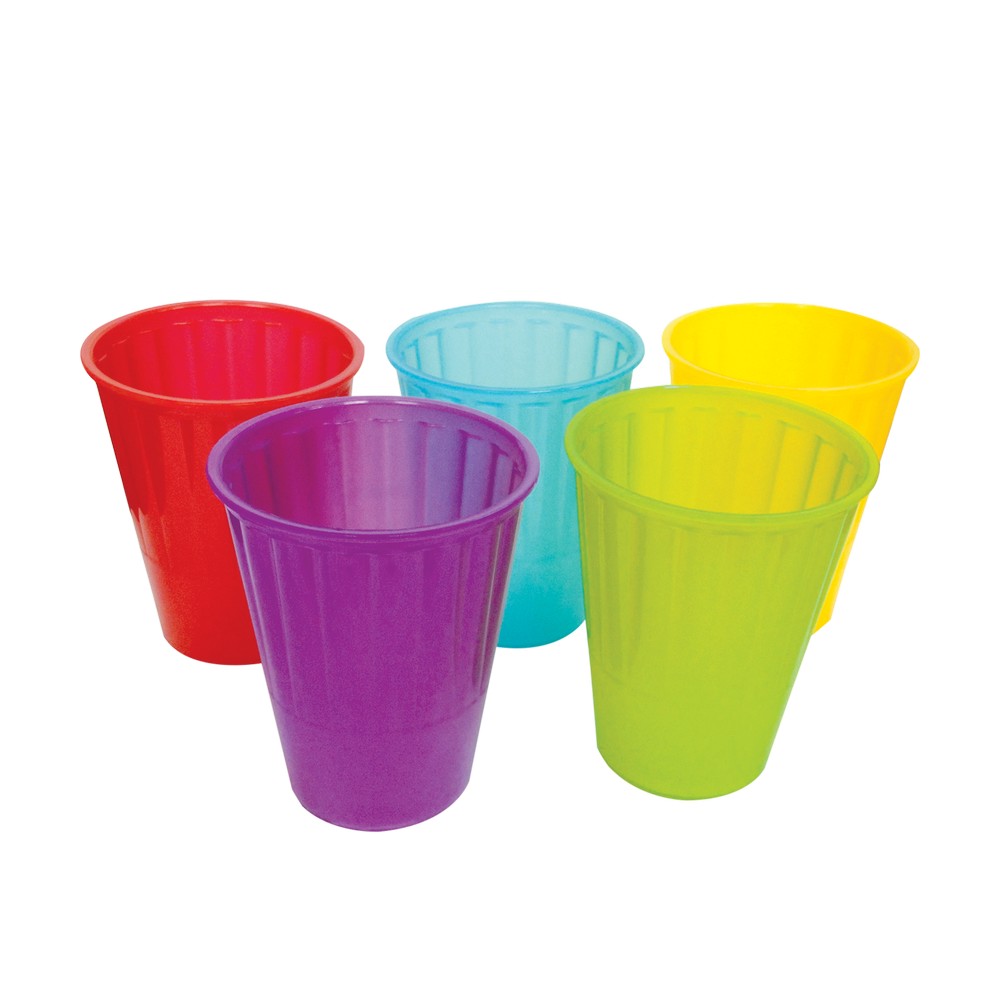 SET 12 VASOS DE PLASTICO REFORZADO COLORES SURTIDOS