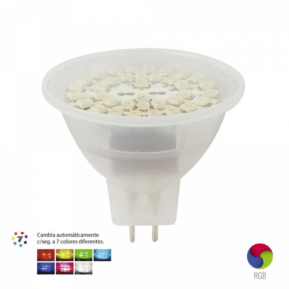 Bombillo led mr16 3 w gu5.3 luz multicolor - Focos led