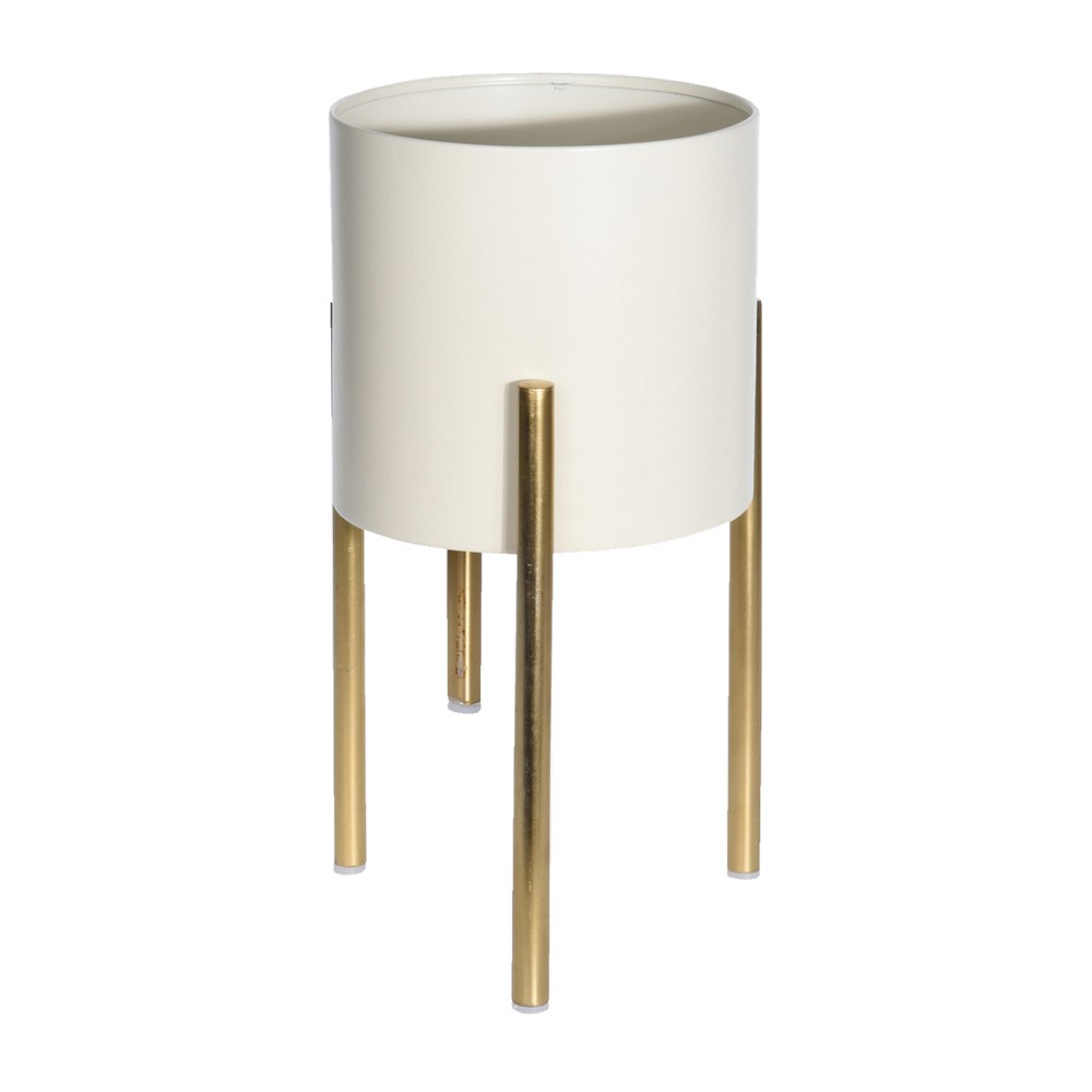 Set de macetas blanca con base metalica a21000030 - Macetas