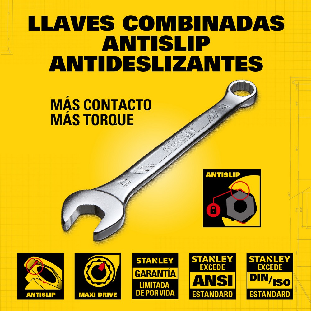 Llave mixta 22 milimetros antislip - Llaves mixtos en milimetros