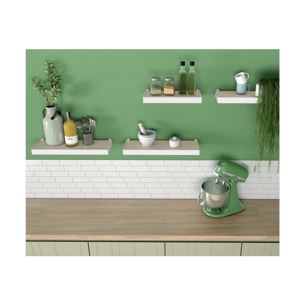 Repisa de melamina duetto 1.5x20x40cm roble miel con soporte y borde blanco