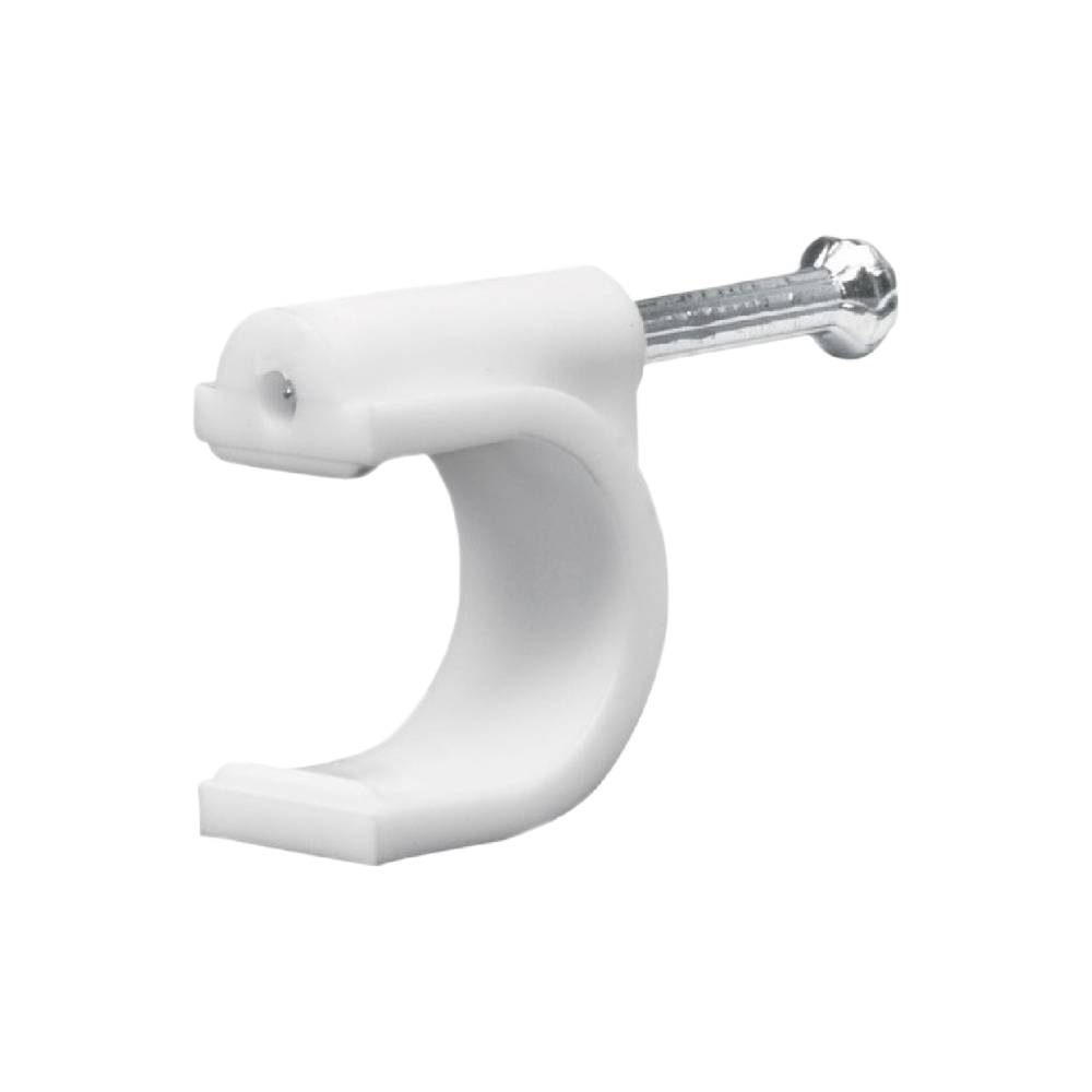 Grapa plastica curva para cable 6mm blanca - Abrazaderas y grapas counduit