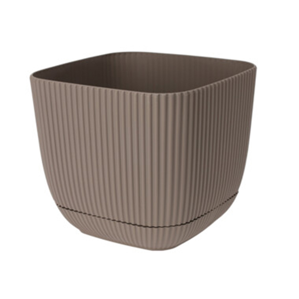 Macetero plastico cuadrado 10.5x9.5cm cafe escurridor