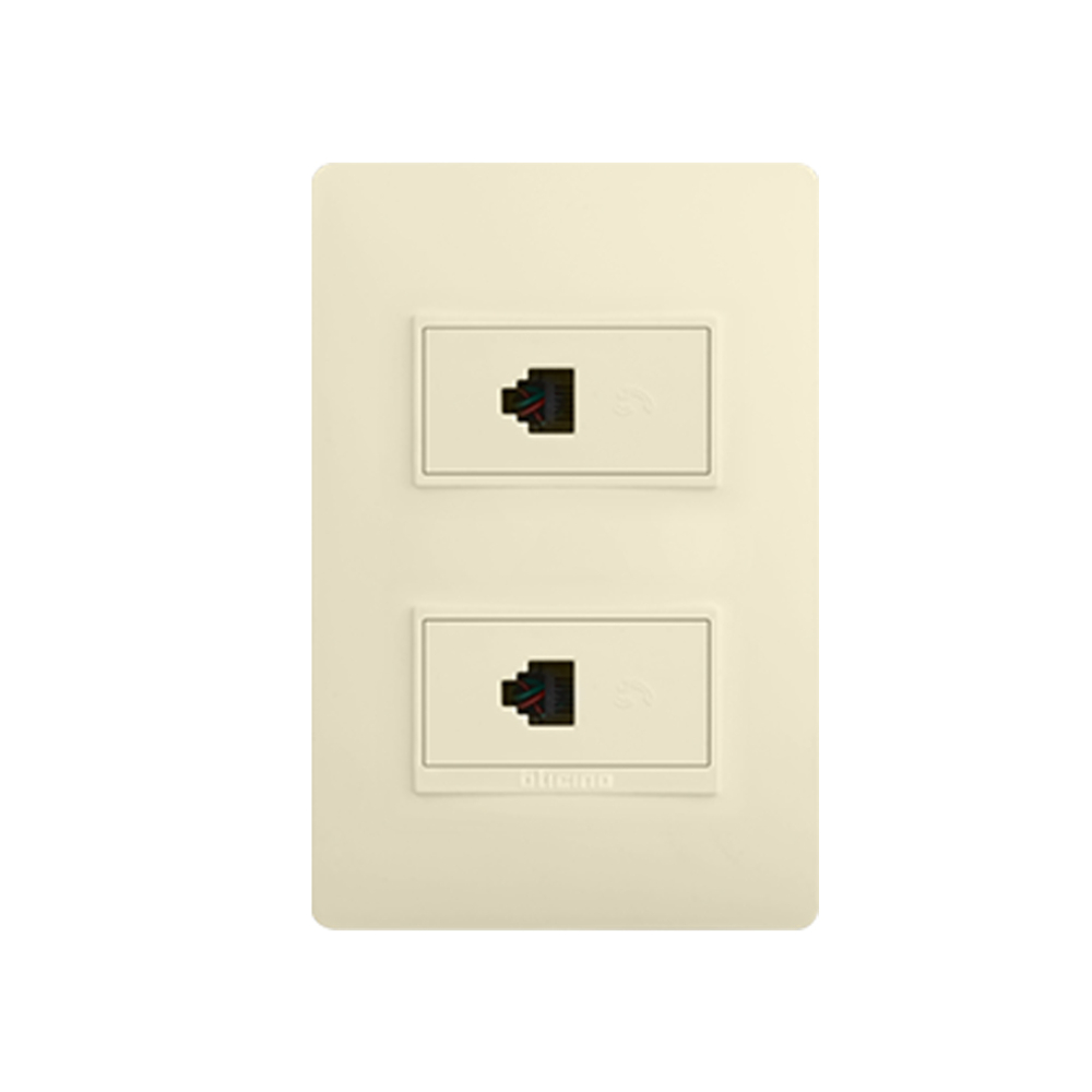 Conector doble rj45 cat 6 marfil - Tomas modulares y de datos