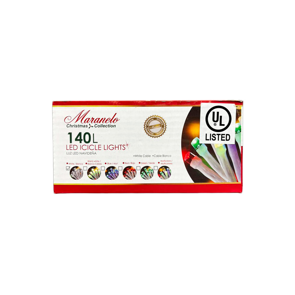 Luces navideñas led 140l cold-white cable blanco - Luces led navideñas