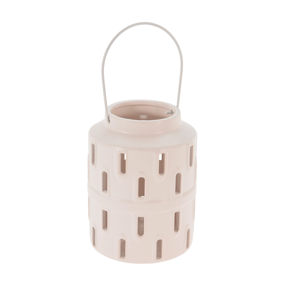Linterna decorativa metal grande beige - Candelabros y linternas