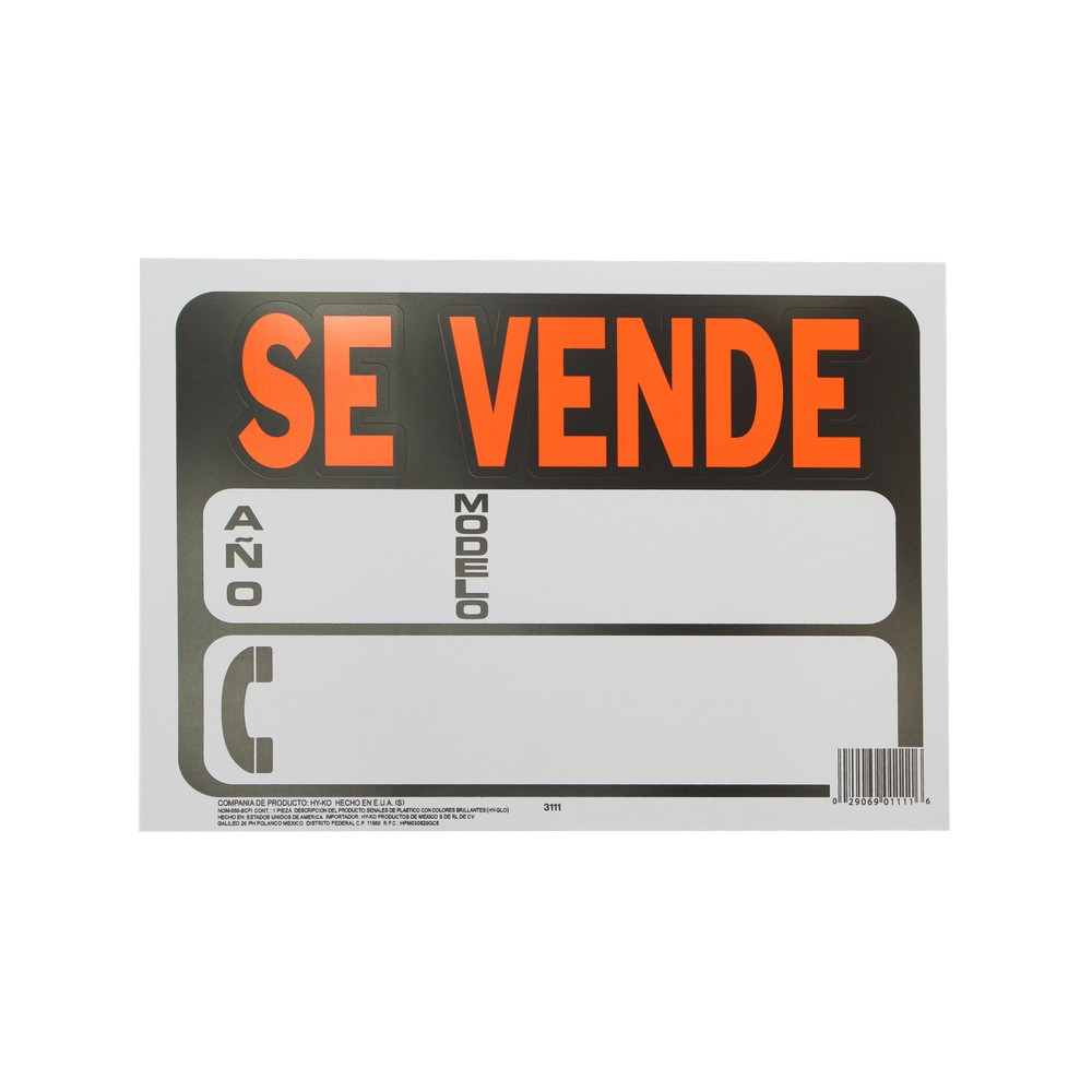 Rotulo se vende auto 23x30cm 3111 - Rótulos