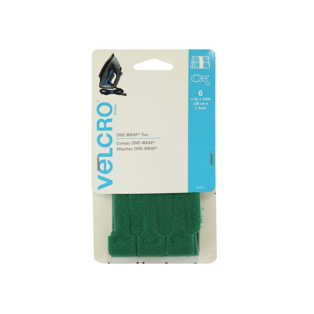 Cincho de velcro 11 pulg (27.94 cm) verde 6 piezas