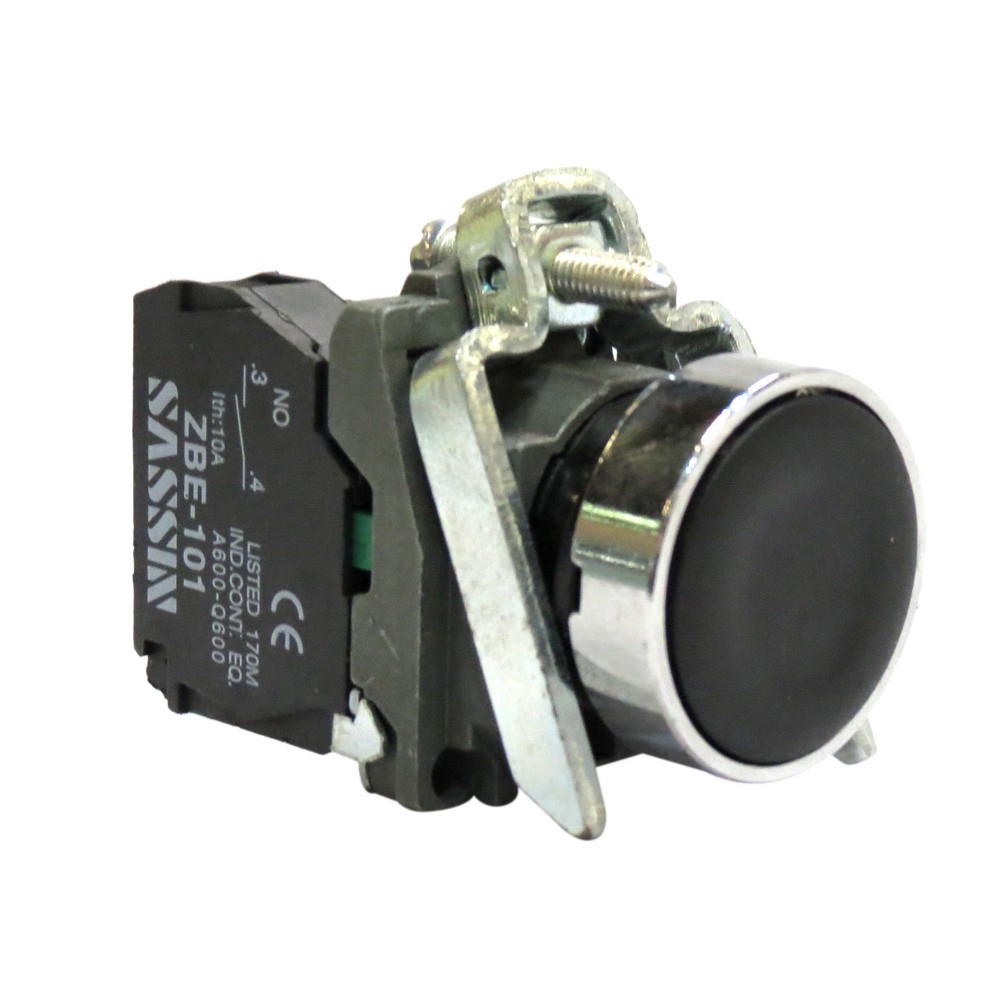 Pulsador negro metalico 1na - Pulsadores